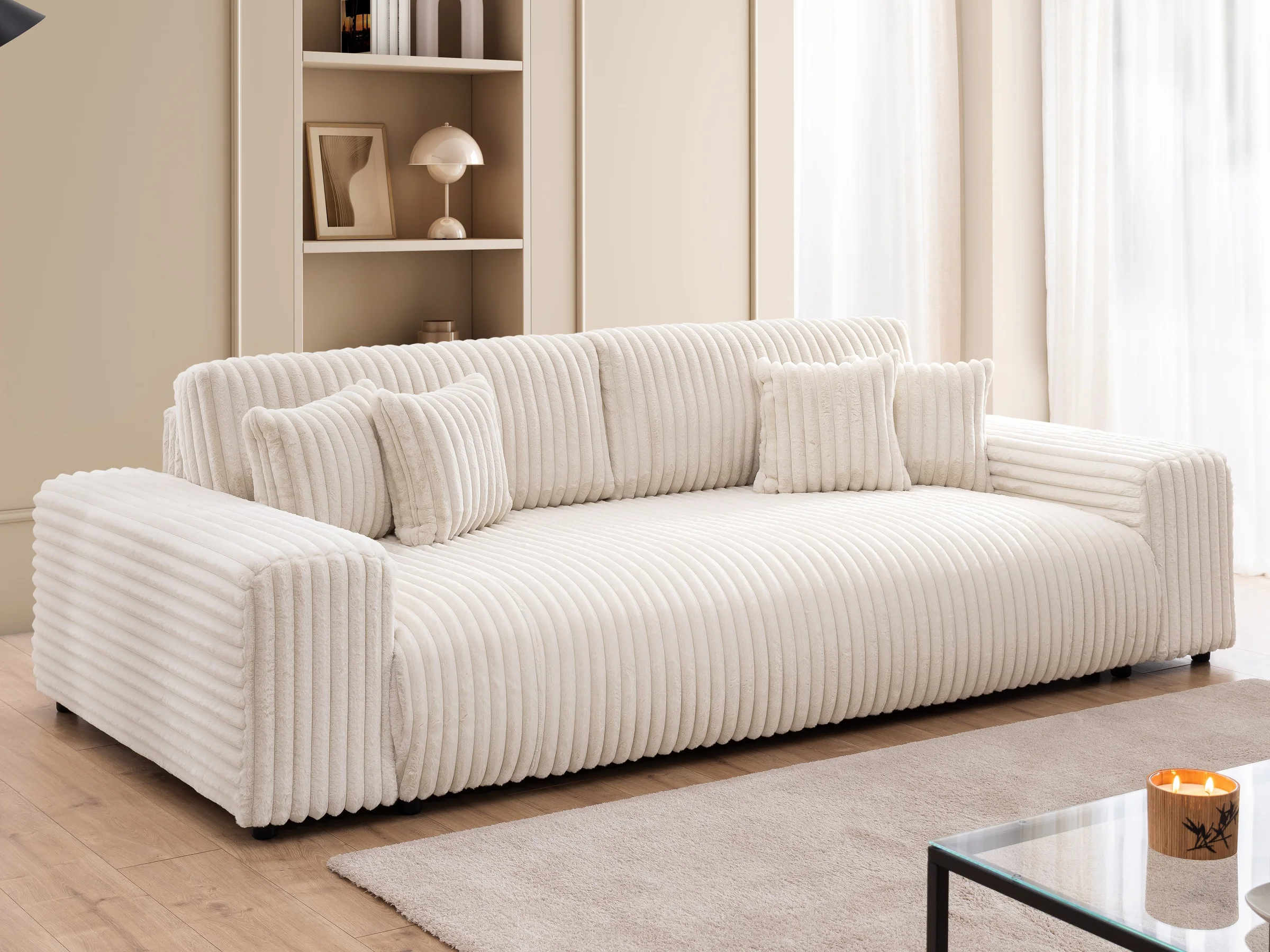 Mollis Sofa Cord mit Schlaffunktion und Bettkasten | S-Style Möbel